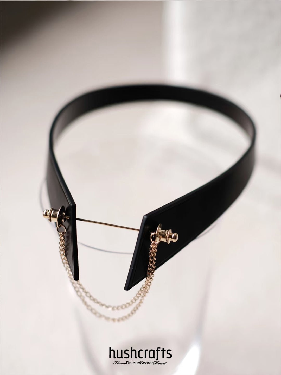 Leather Collar | Stylish & Durable Black Collar with Lockable Chain ...
